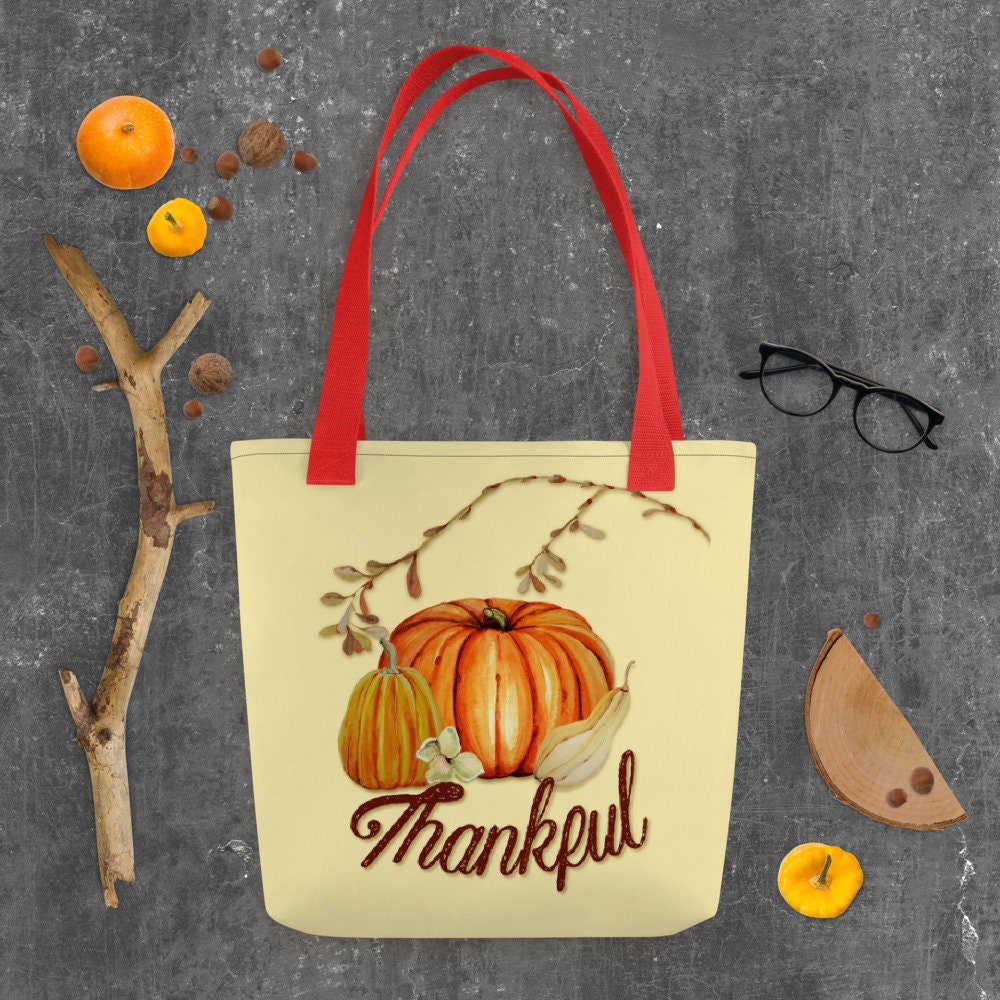 Thankful Harvest Tote Bag, Fall, Autumn, Pumpkin Season, Thanksgiving ...