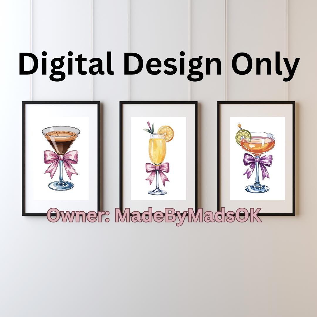 Couqette Wall Art, Coquette Bar Cart Art, Digital Download Art ...