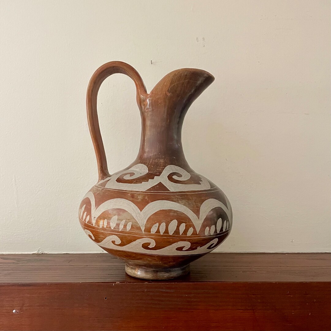 Large Vintage Mexican Water Pitcher, Southwest Water Pitcher, Large ...