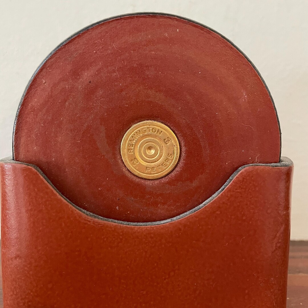 Set of Remington 20 Gauge Shotgun Shell Leather Drink Coasters With ...