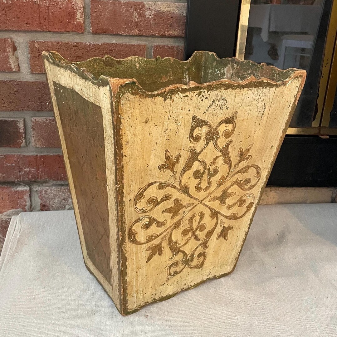 Florentine Gold Gilt Wood Trash Can: Vintage Italian Bathroom Decor - Etsy