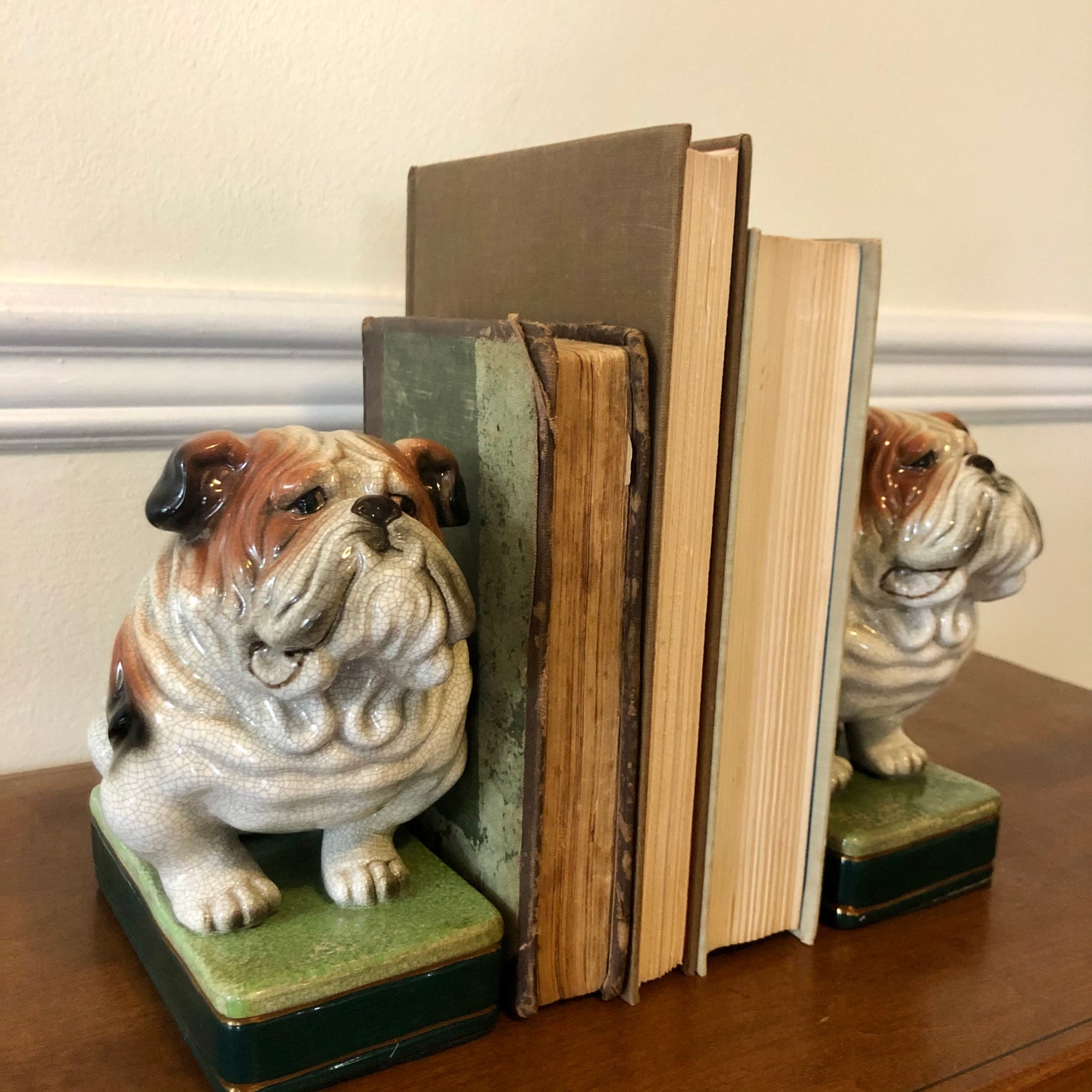 Takakashi Bulldog Bookends Vintage Bookends Dog Decor Dog | Etsy