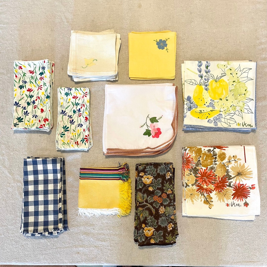 Vintage Cloth Napkins Lot, Collection of Assorted Vintage and Vintage ...