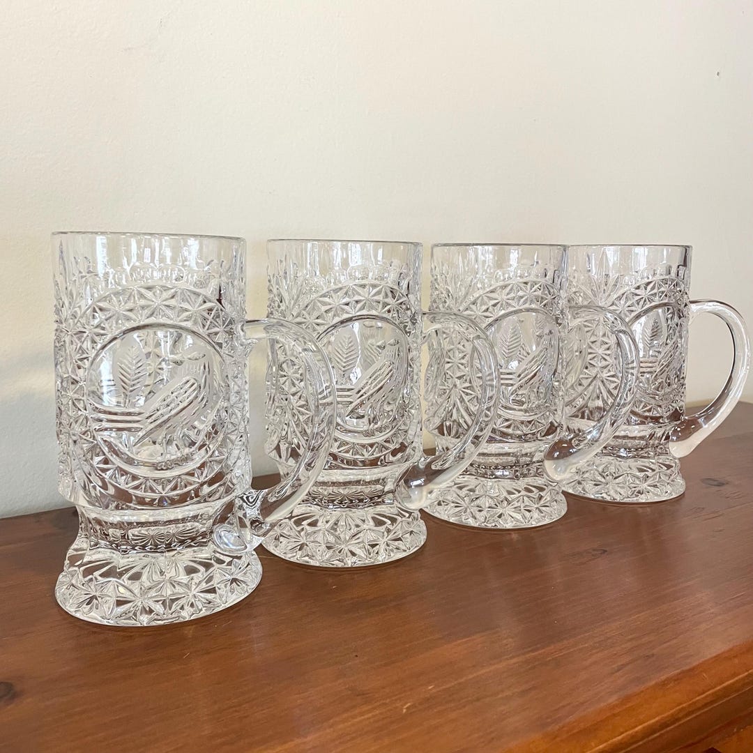 Hofbauer Cut Crystal Beer Mugs, the Byrdes Collection, Set of Four, 16 ...
