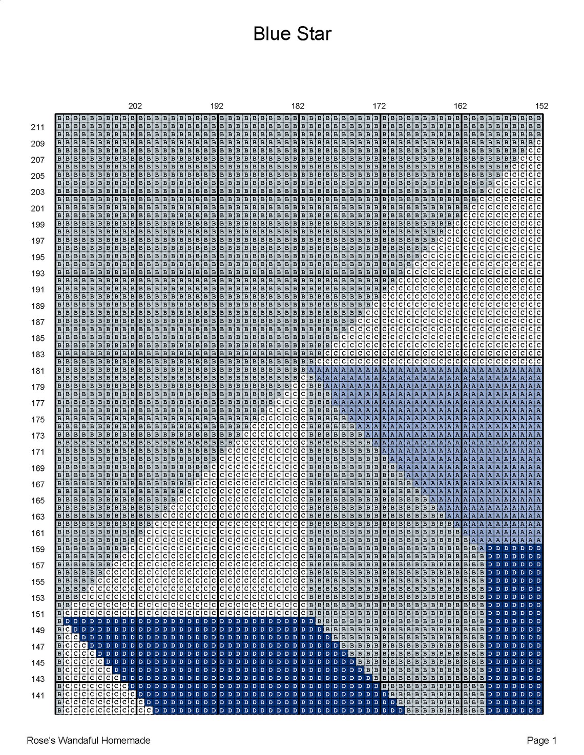 Crochet PDF Pattern Graphgan Blue Star Digital Download Single - Etsy