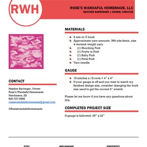 Crochet PDF Pattern Camo Camouflage Graphgan Shades of Pink Digital ...