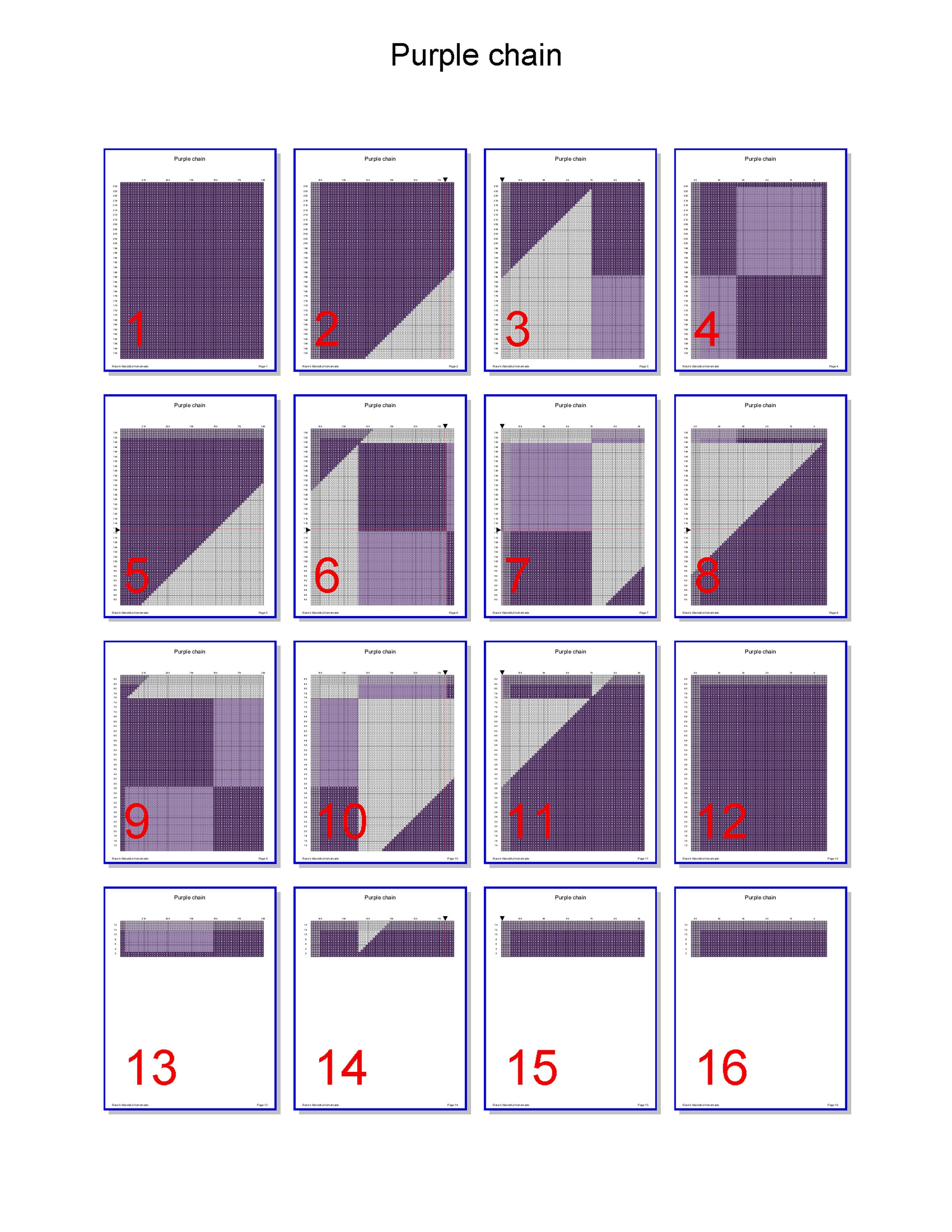 Crochet Pattern PDF Digital Download Purple Chain Quilt Block Graphgan ...