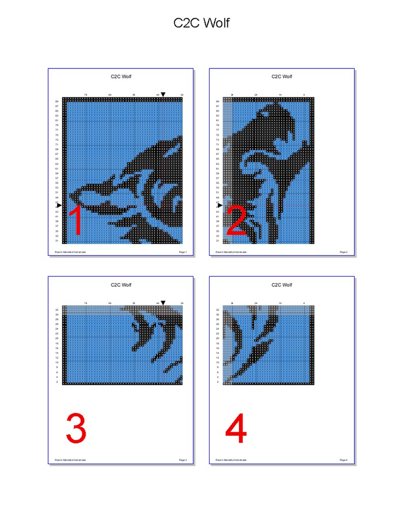 C2C Crochet Pattern PDF Digital Download Wolf Tribal Tattoo Black ...