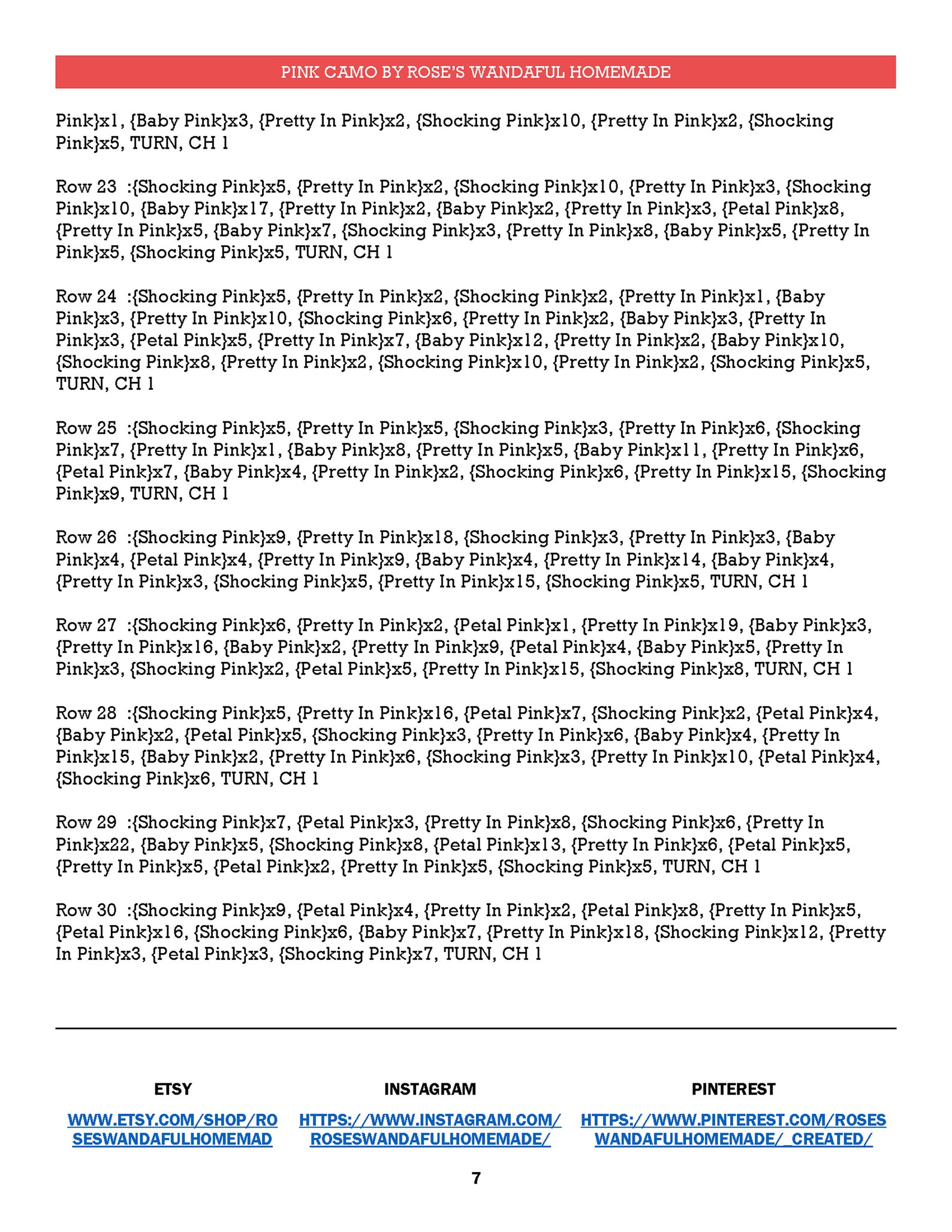 Crochet PDF Pattern Camo Camouflage Graphgan Shades of Pink Digital ...