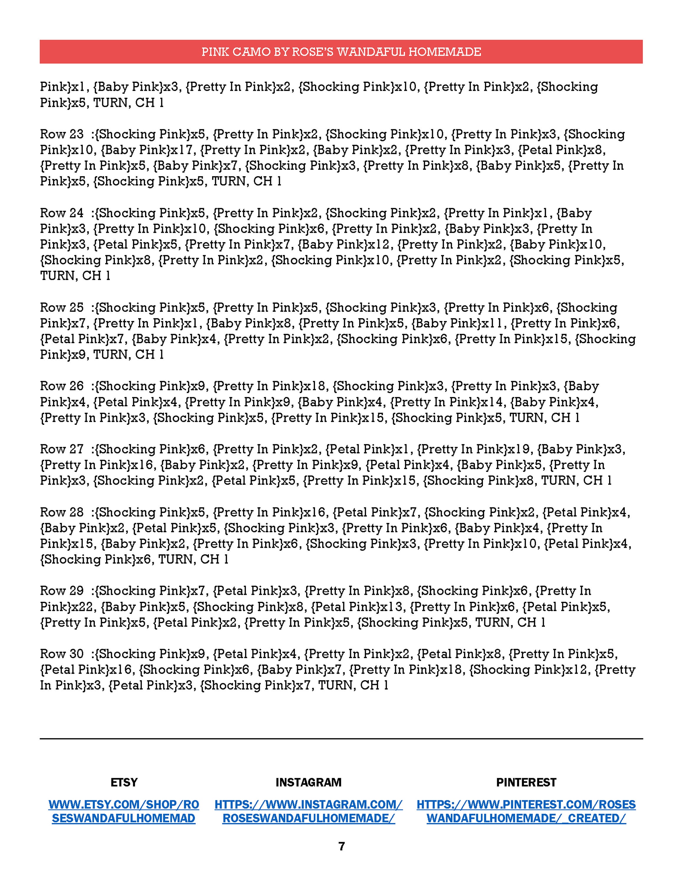 Crochet PDF Pattern Camo Camouflage Graphgan Shades of Pink Digital ...