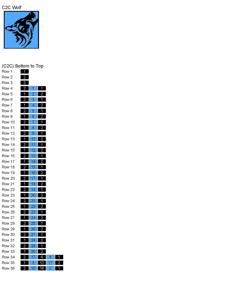 C2C Crochet Pattern PDF Digital Download Wolf Tribal Tattoo Black ...