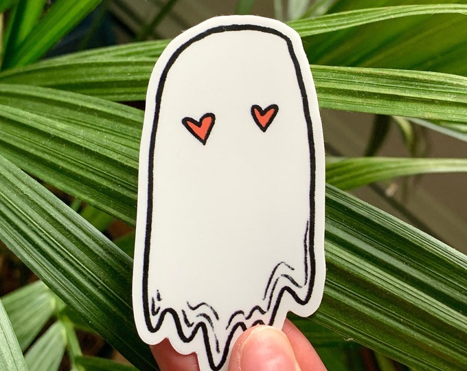 Cute Heart-eyed Ghost Sticker - Etsy