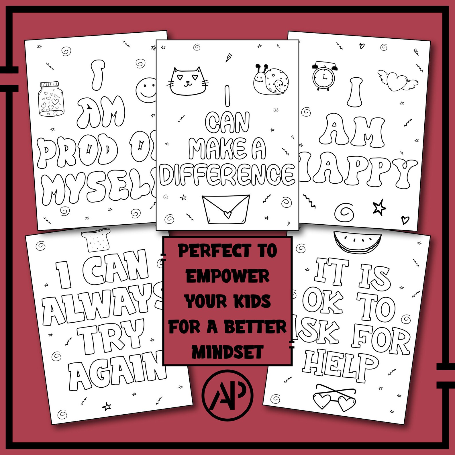 Positive Affirmations Coloring Pages for Kids, 28 Encouraging ...