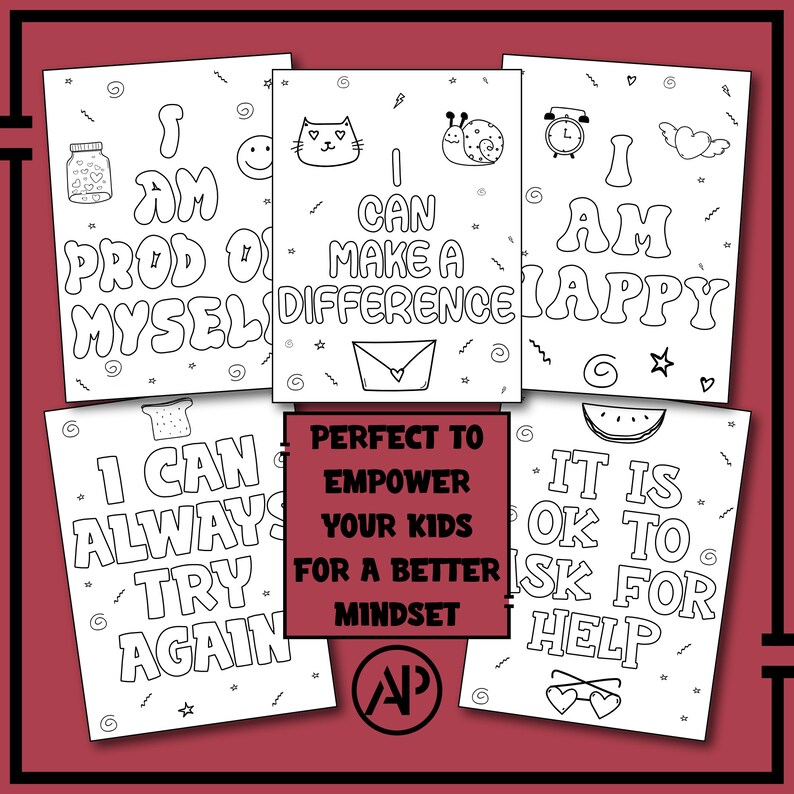 Positive Affirmations Coloring Pages for Kids 28 Encouraging - Etsy