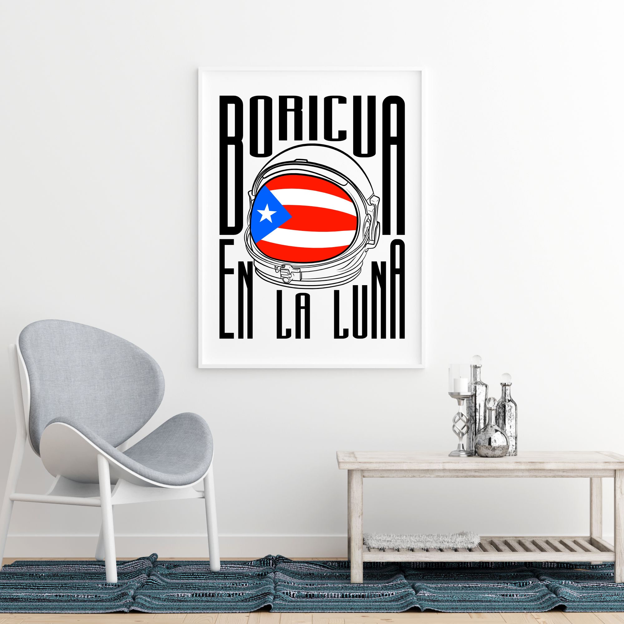 Boricua En La Luna Puerto Rico Wall Art, Puerto Rican Art, Puerto Rico ...