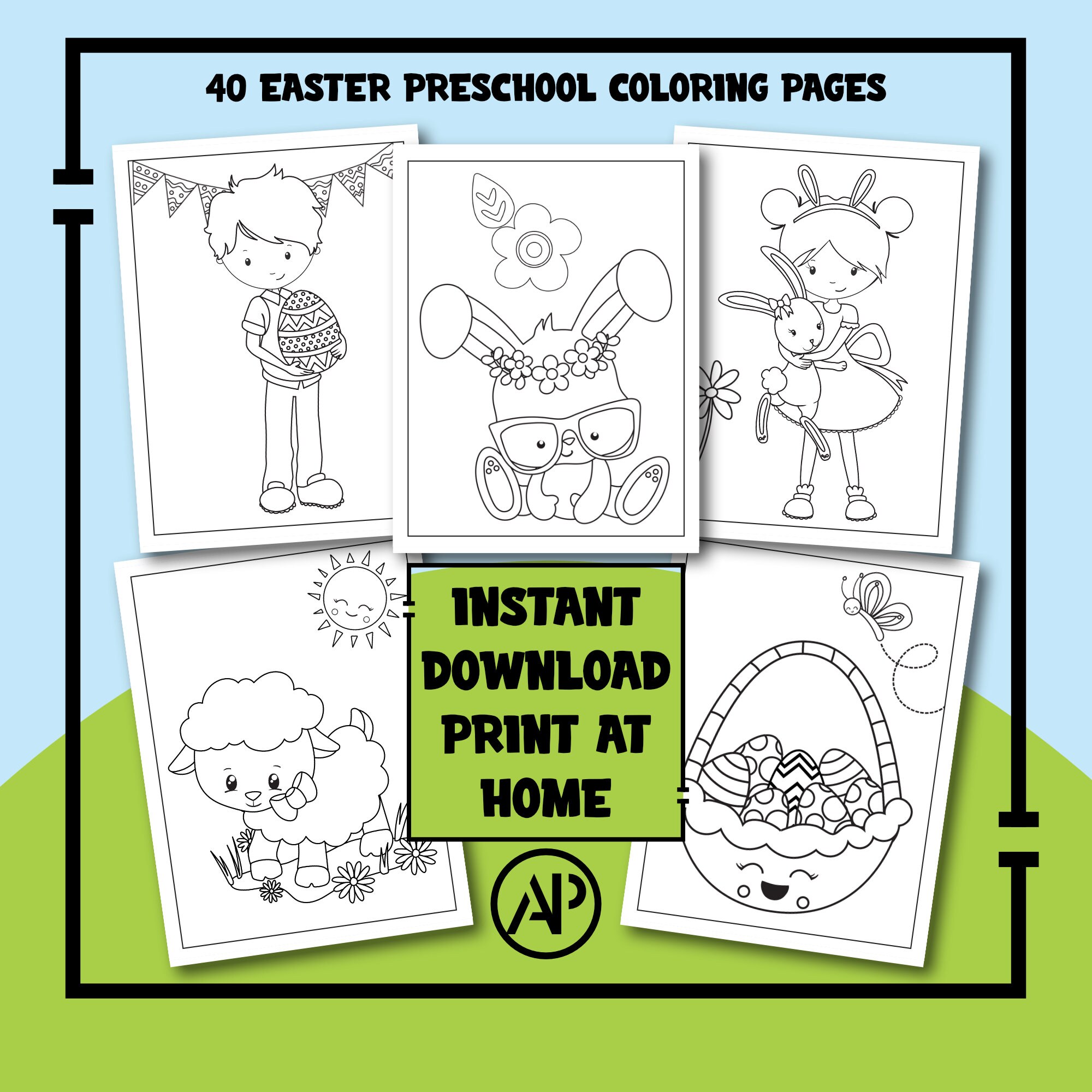 40 Easter Preschool Coloring Pages for Kids, Spring Printable Coloring ...