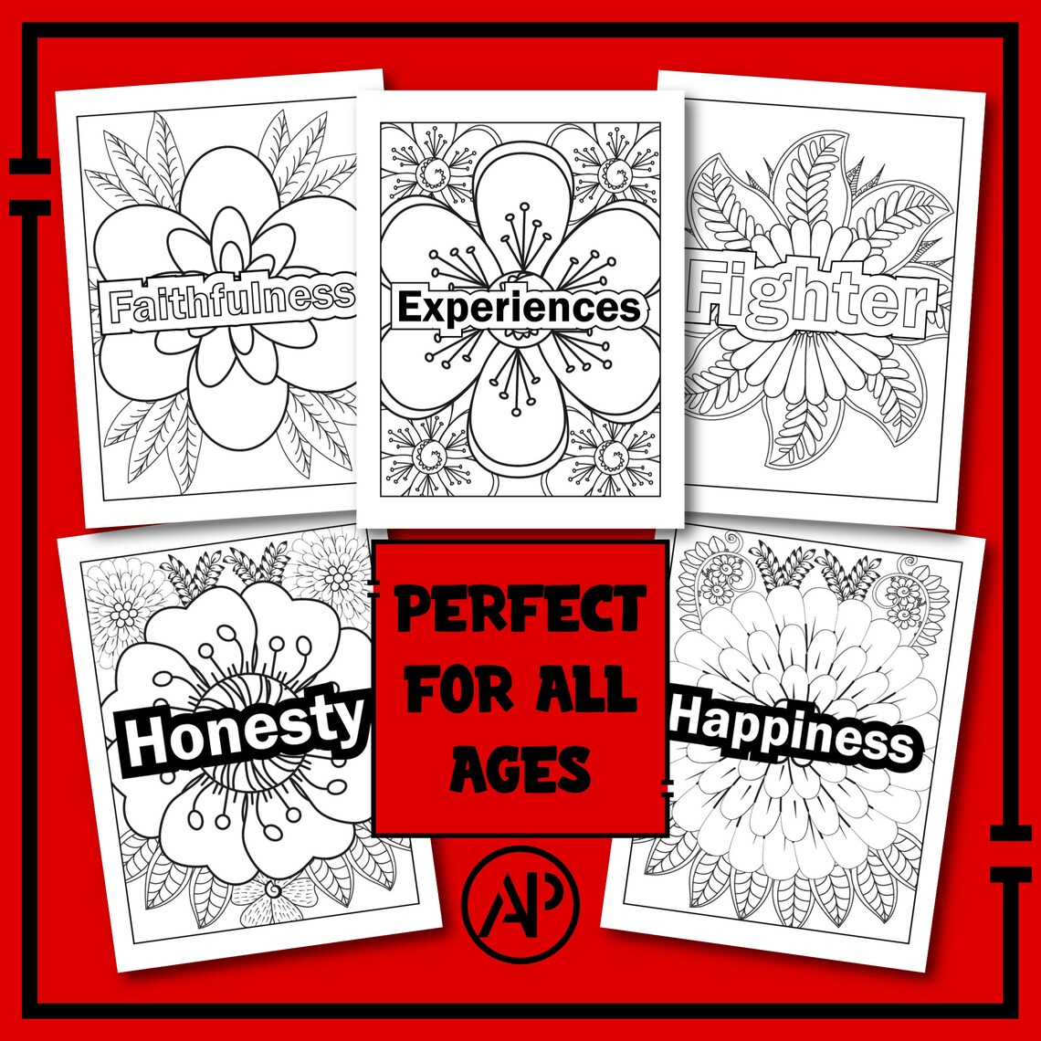 40 Inspirational Words Floral Coloring Pages for Adults and Kids ...