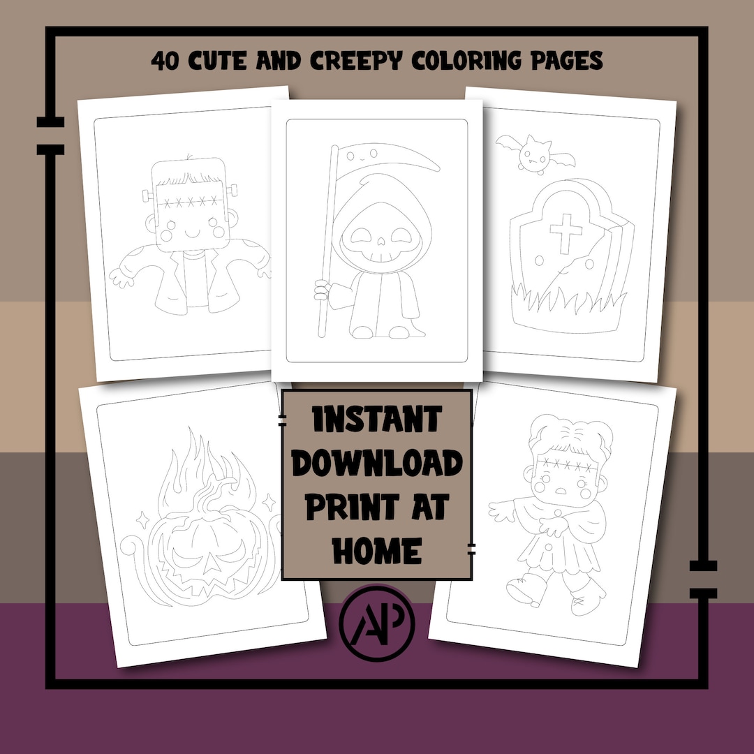 40 Cute and Creepy Coloring Pages for Adults, Printable Gothic Coloring ...