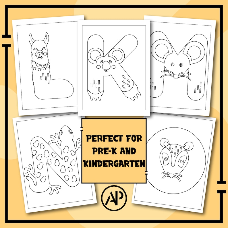 Animal Alphabet Coloring Pages, Printable Coloring Page, Homeschool ...