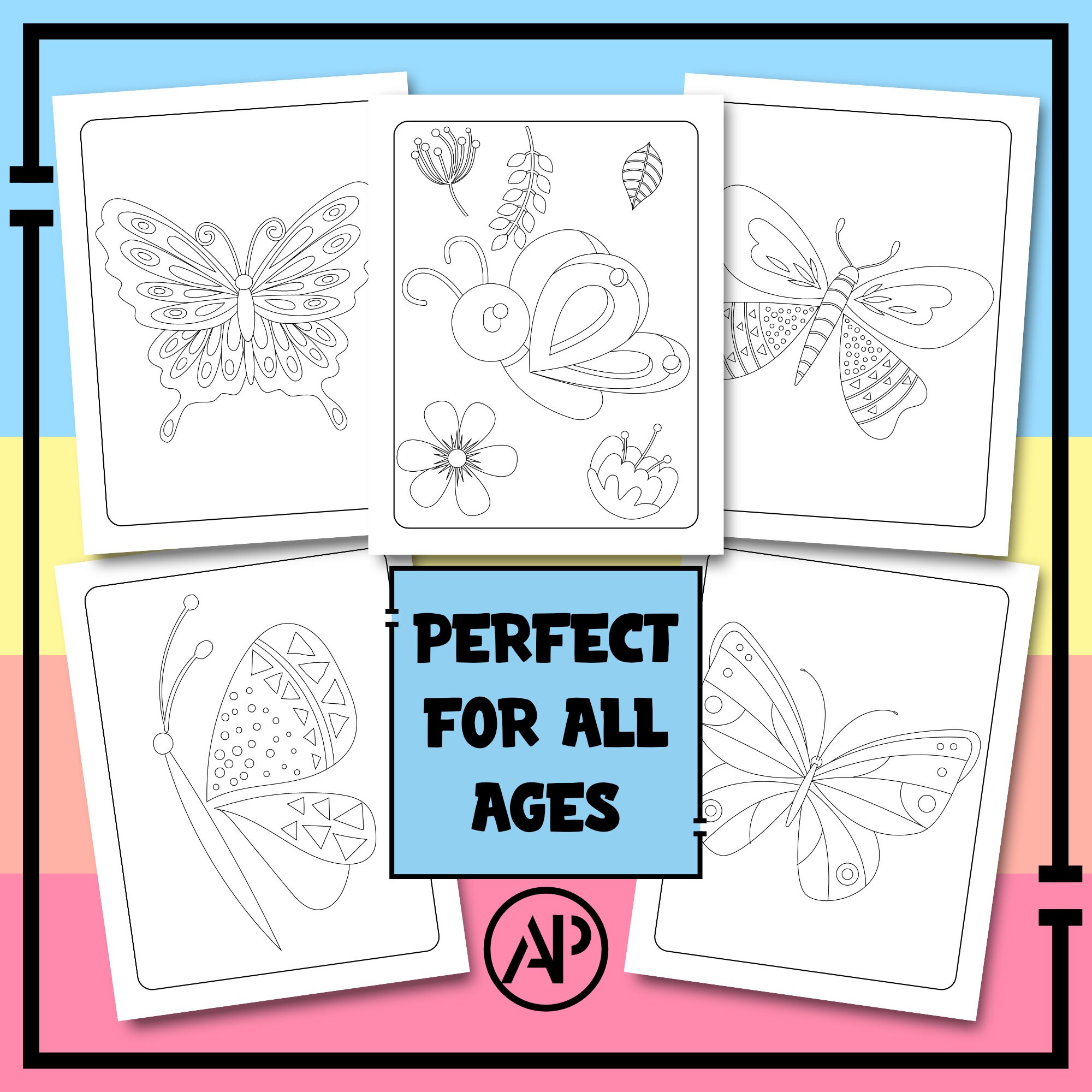 30 Simple Butterfly Coloring Pages for Adults and Kids, Printable ...