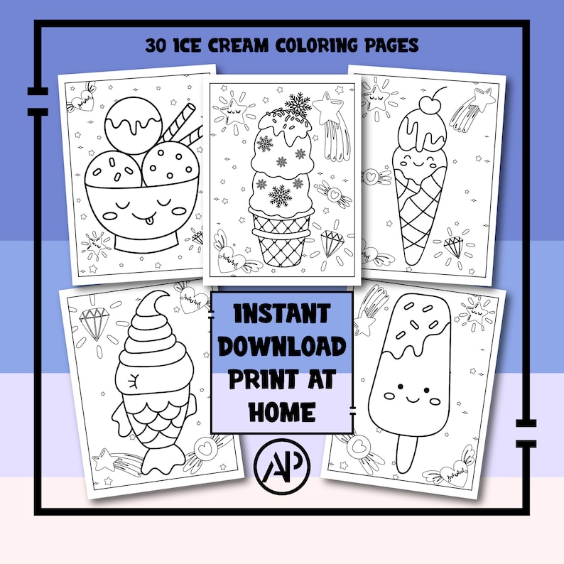 30 Ice Cream Coloring Pages for Kids, Ice Cream Printable Coloring ...