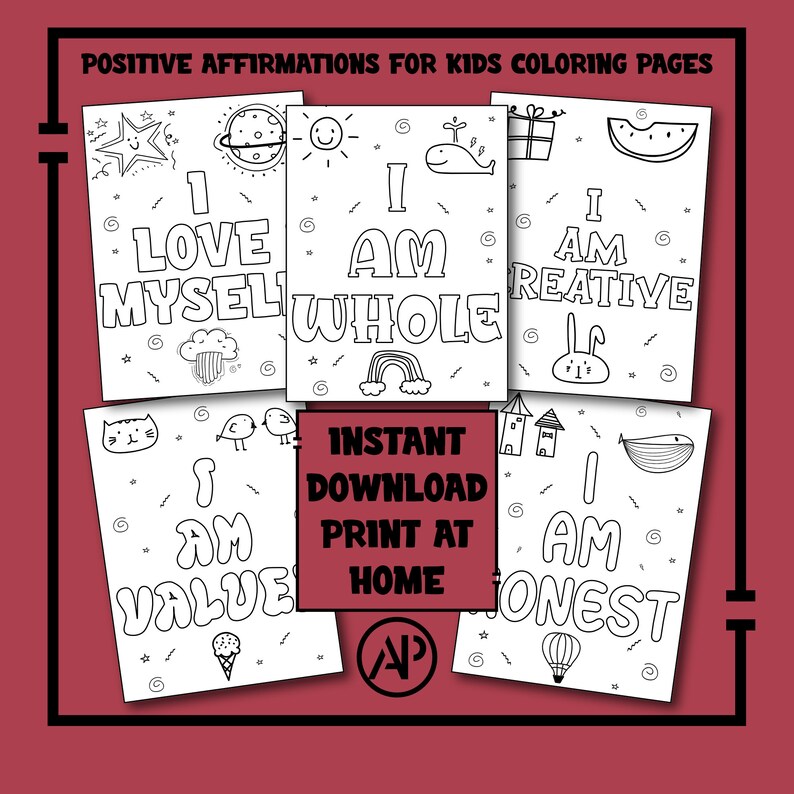 Positive Affirmations Coloring Pages for Kids, 28 Encouraging ...