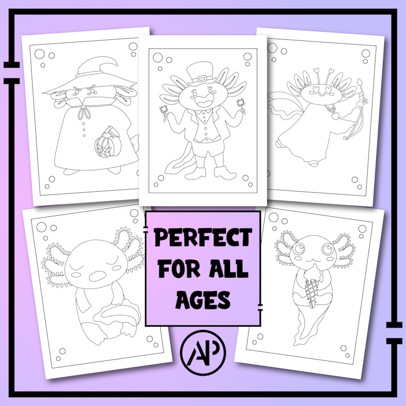 Axolotl Coloring Pages for Kids and Adults, Printable Coloring Page ...