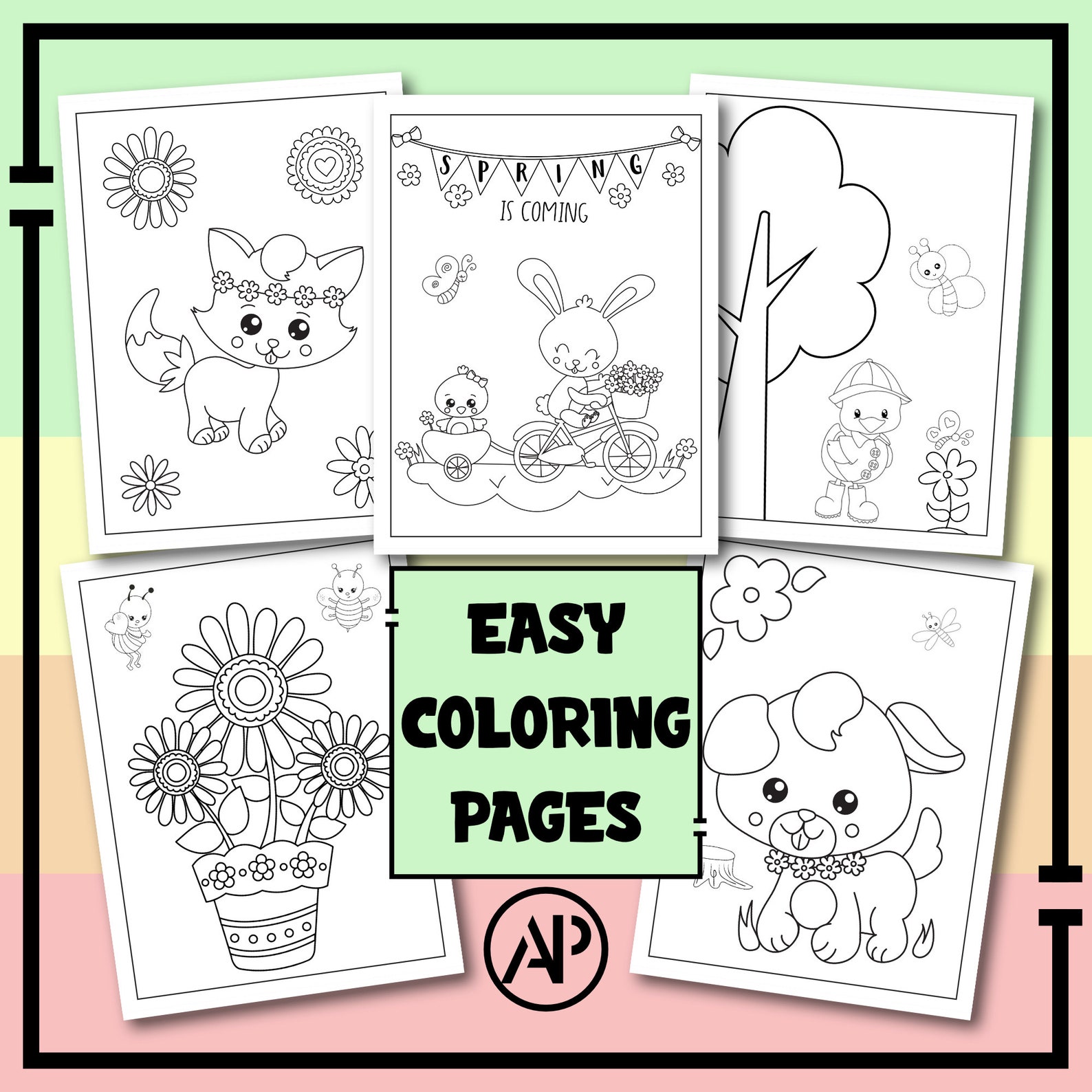 40 Spring Coloring Pages for Kids and Adults, Spring Printable Coloring ...