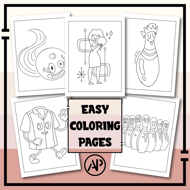 30 Bowling Coloring Pages for Kids or Adults Vol. 2, Printable Coloring ...