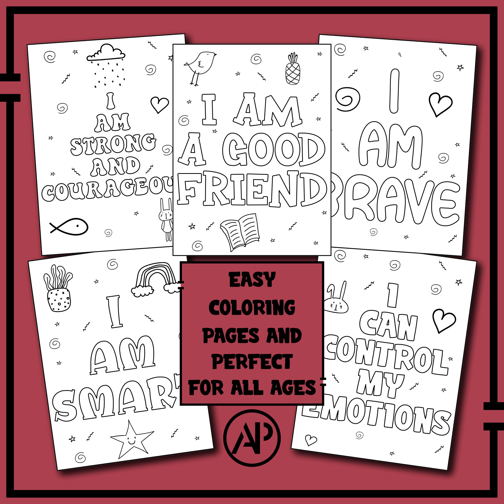 Positive Affirmations Coloring Pages for Kids, 28 Encouraging ...