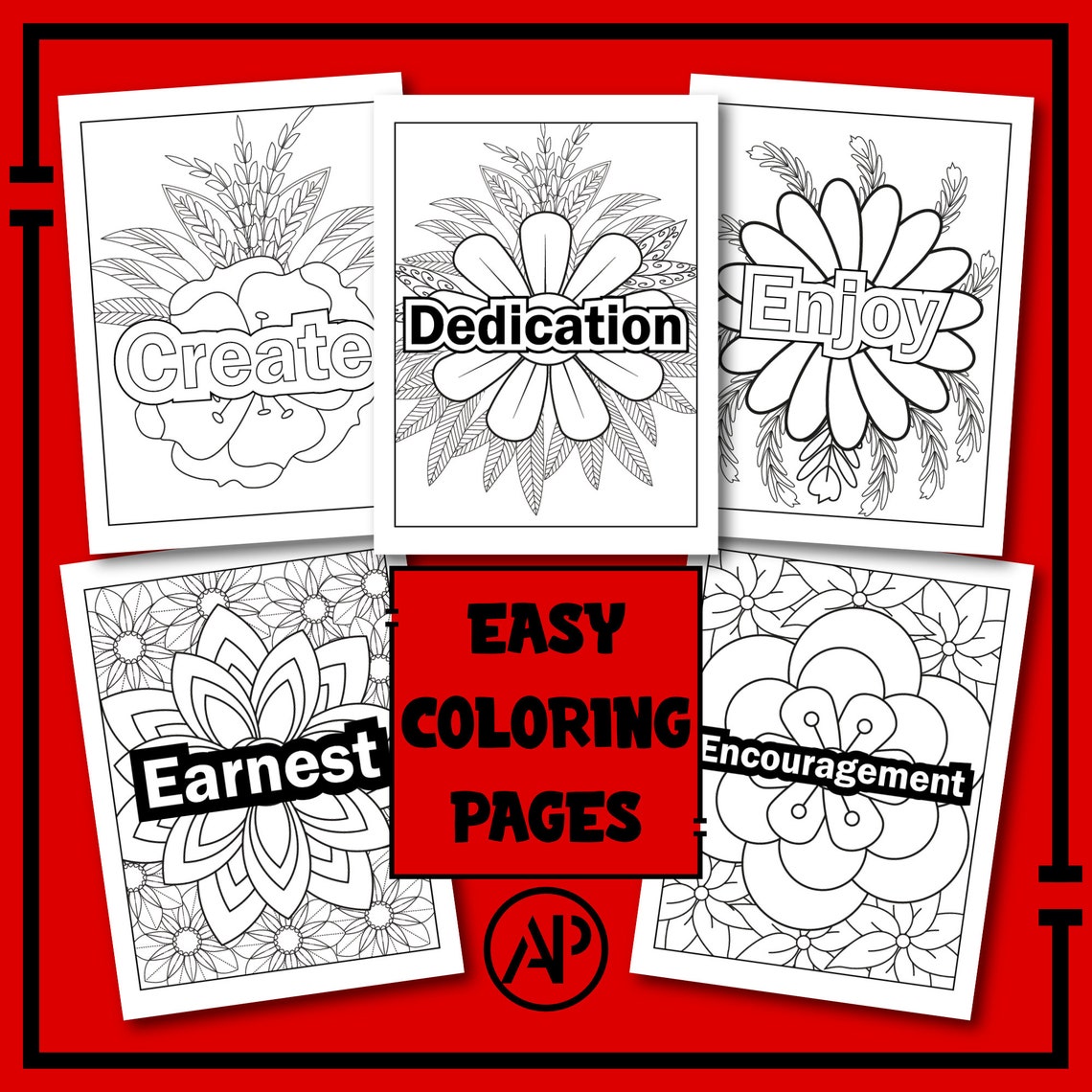 40 Inspirational Words Floral Coloring Pages for Adults and Kids ...
