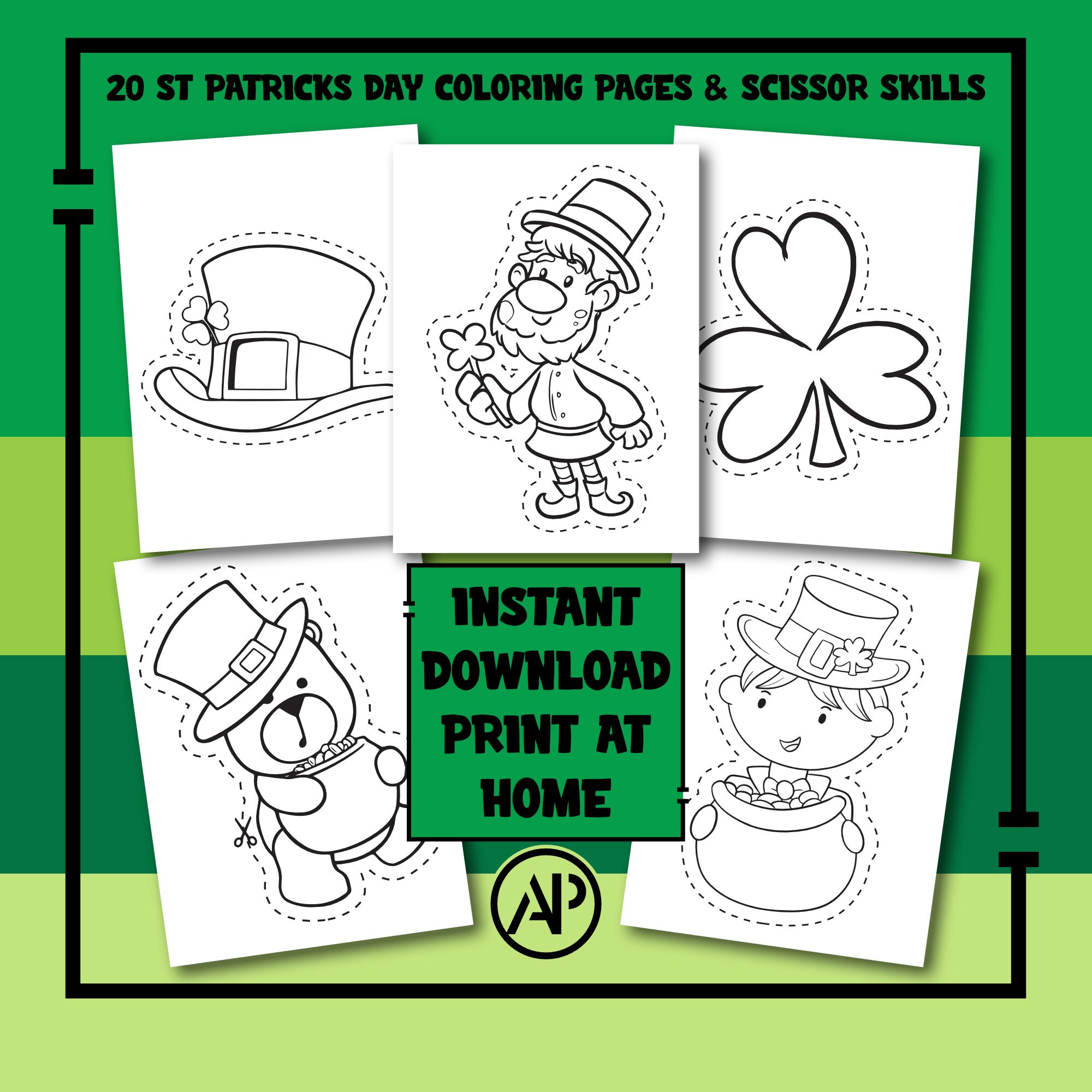 20 Preschool St Patricks Day Coloring Pages & Scissor Skills, Saint ...