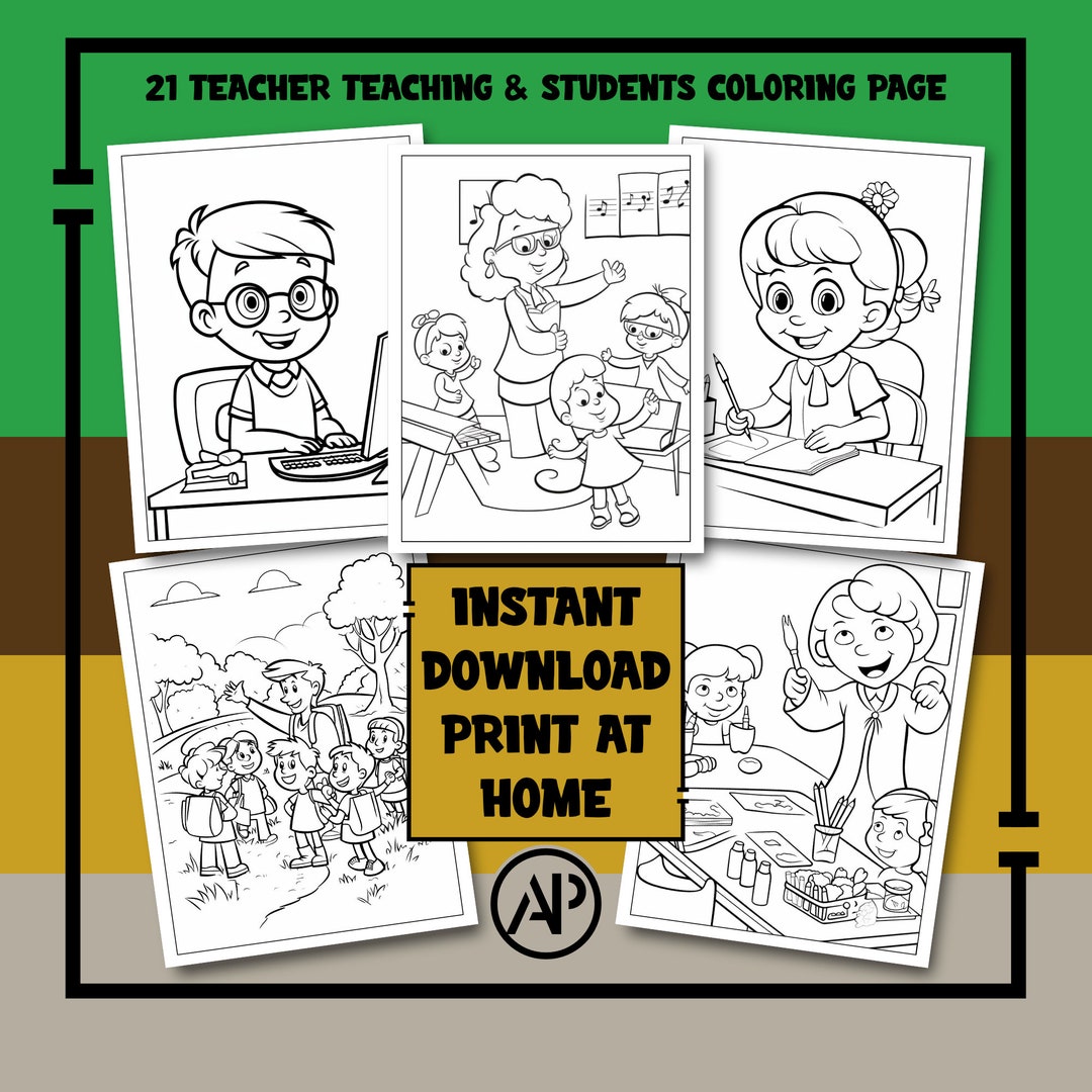 21 Teacher Teaching and Students Coloring Page, School Education ...