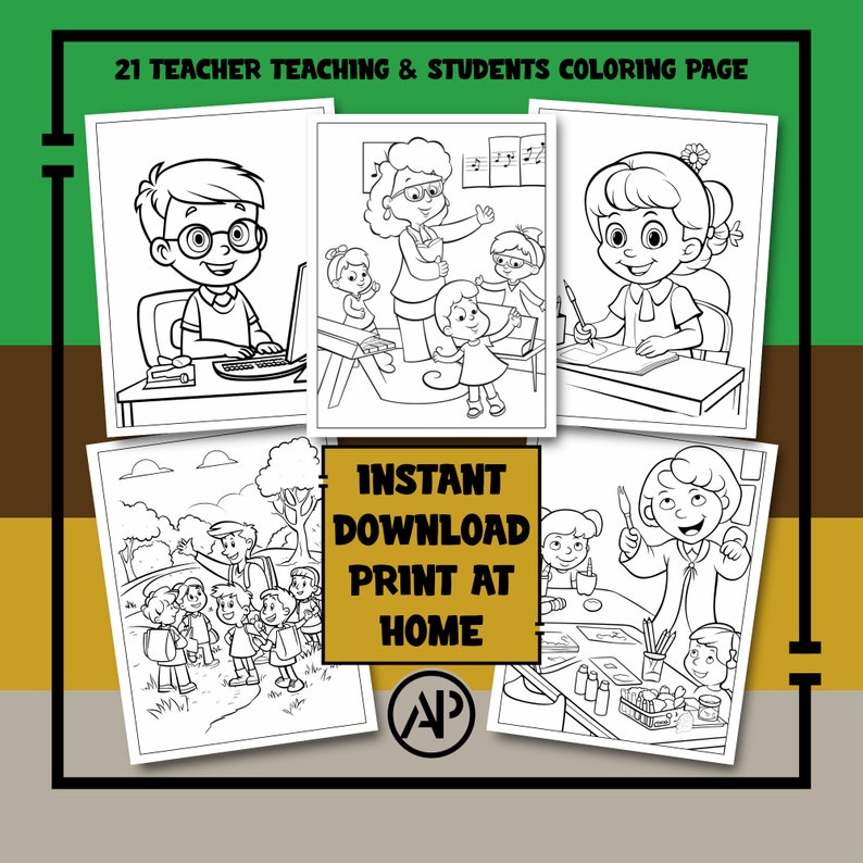 21 Teacher Teaching and Students Coloring Page, School Education ...