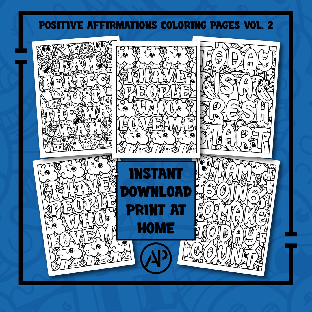 39 Positive Affirmations Coloring Pages for Kids and Adults Vol. 2 ...