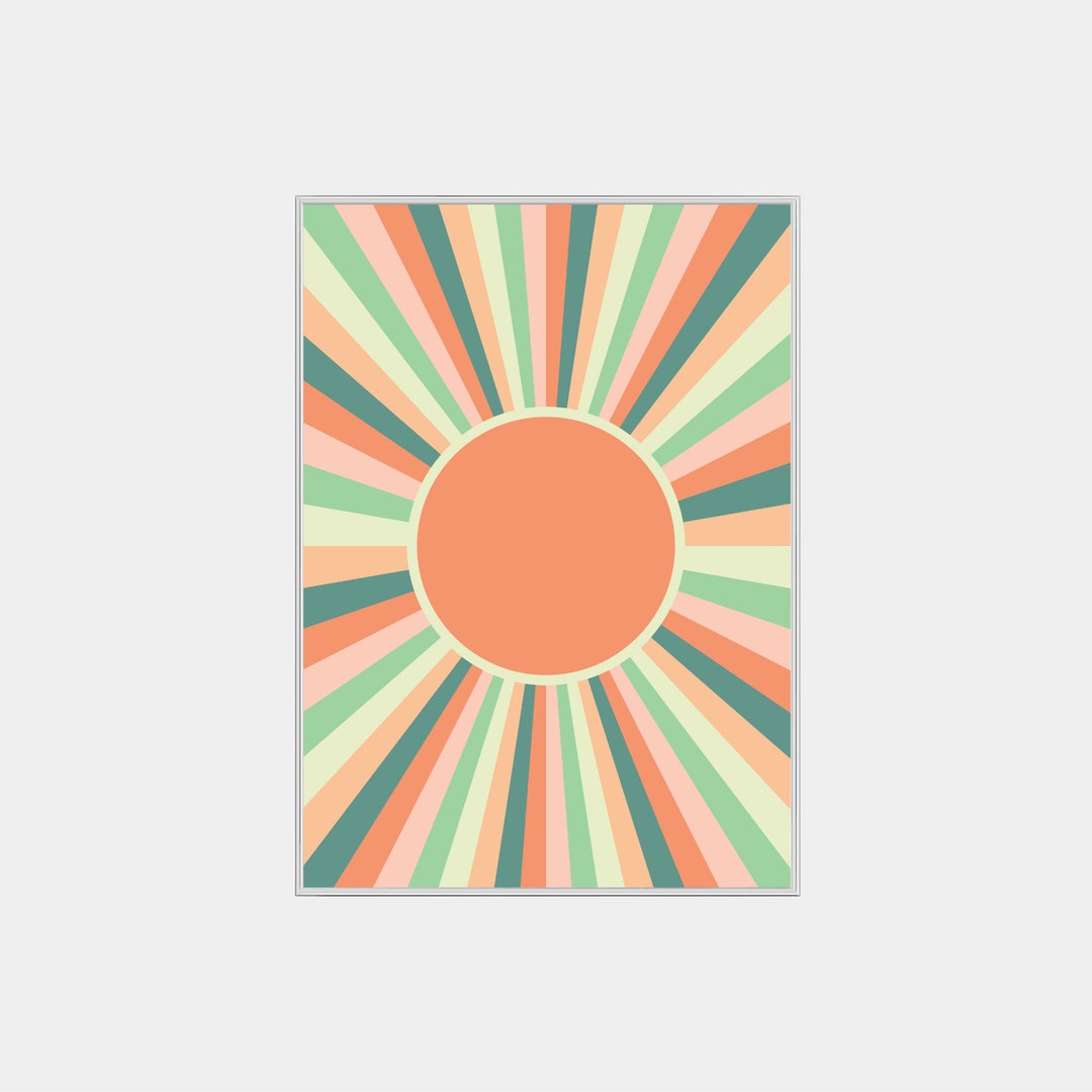 Vintage Sunburst Print, Printable Wall Art, Abstract Sun Poster ...
