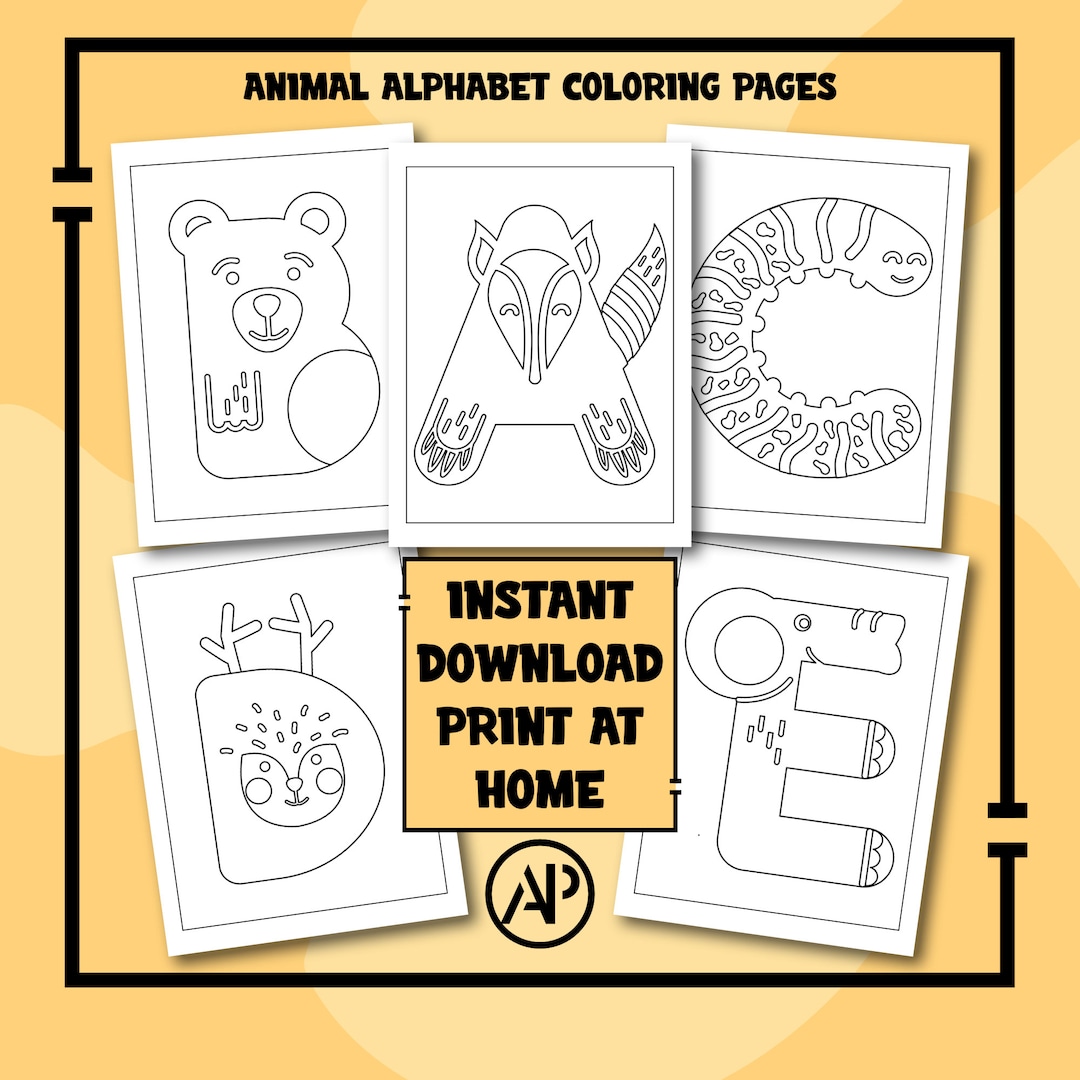 Animal Alphabet Coloring Pages, Printable Coloring Page, Homeschool ...
