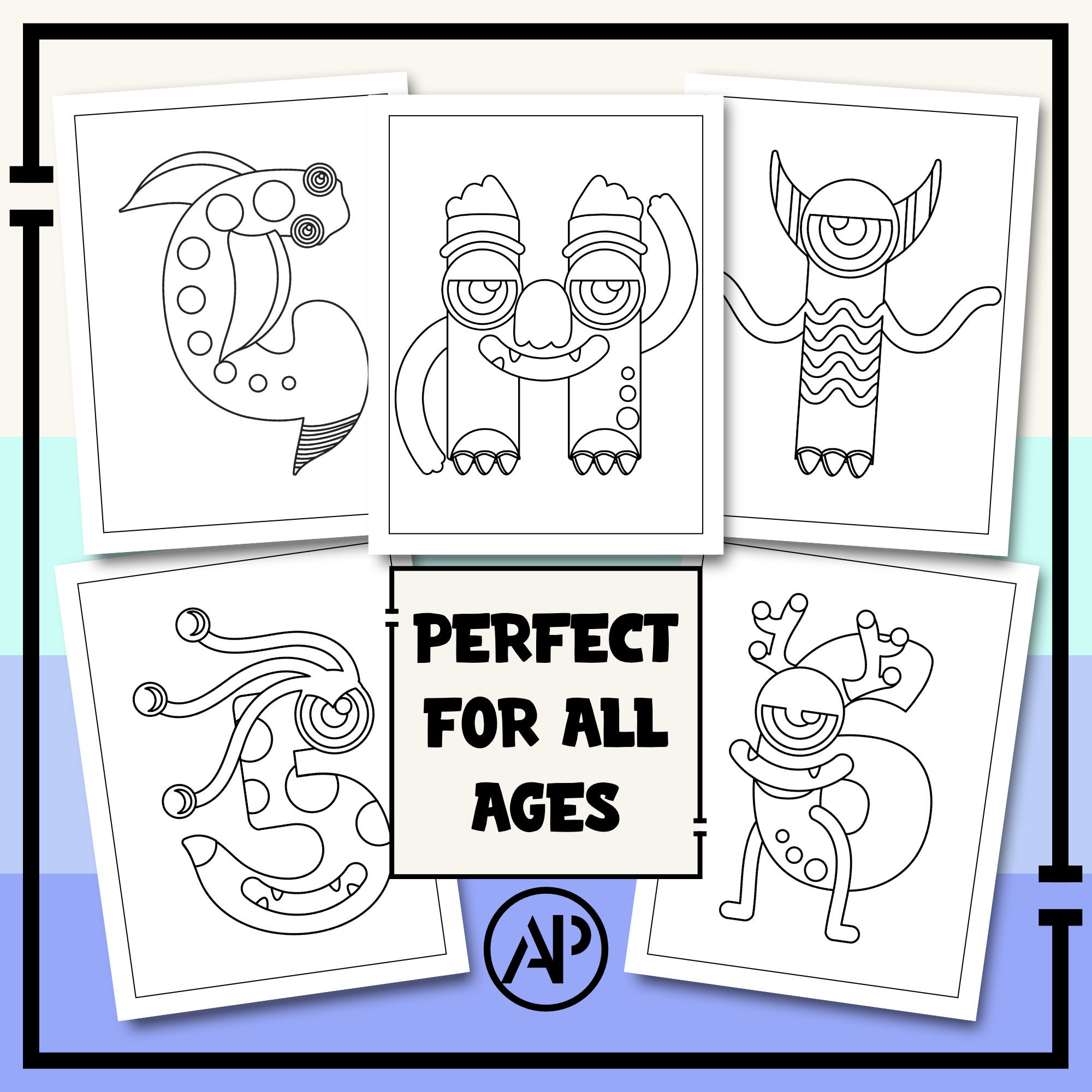 38 Monster Alphabet and Numbers Coloring Pages for Kids, Alphabet ...