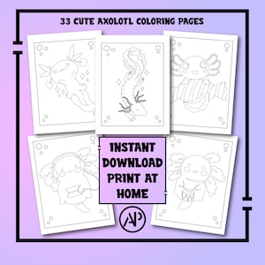Axolotl Coloring Pages for Kids and Adults, Printable Coloring Page ...