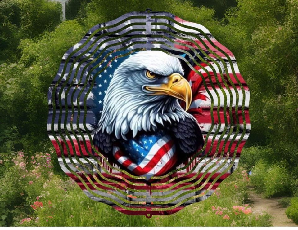 EAGLE FLAG Wind Spinner - Etsy