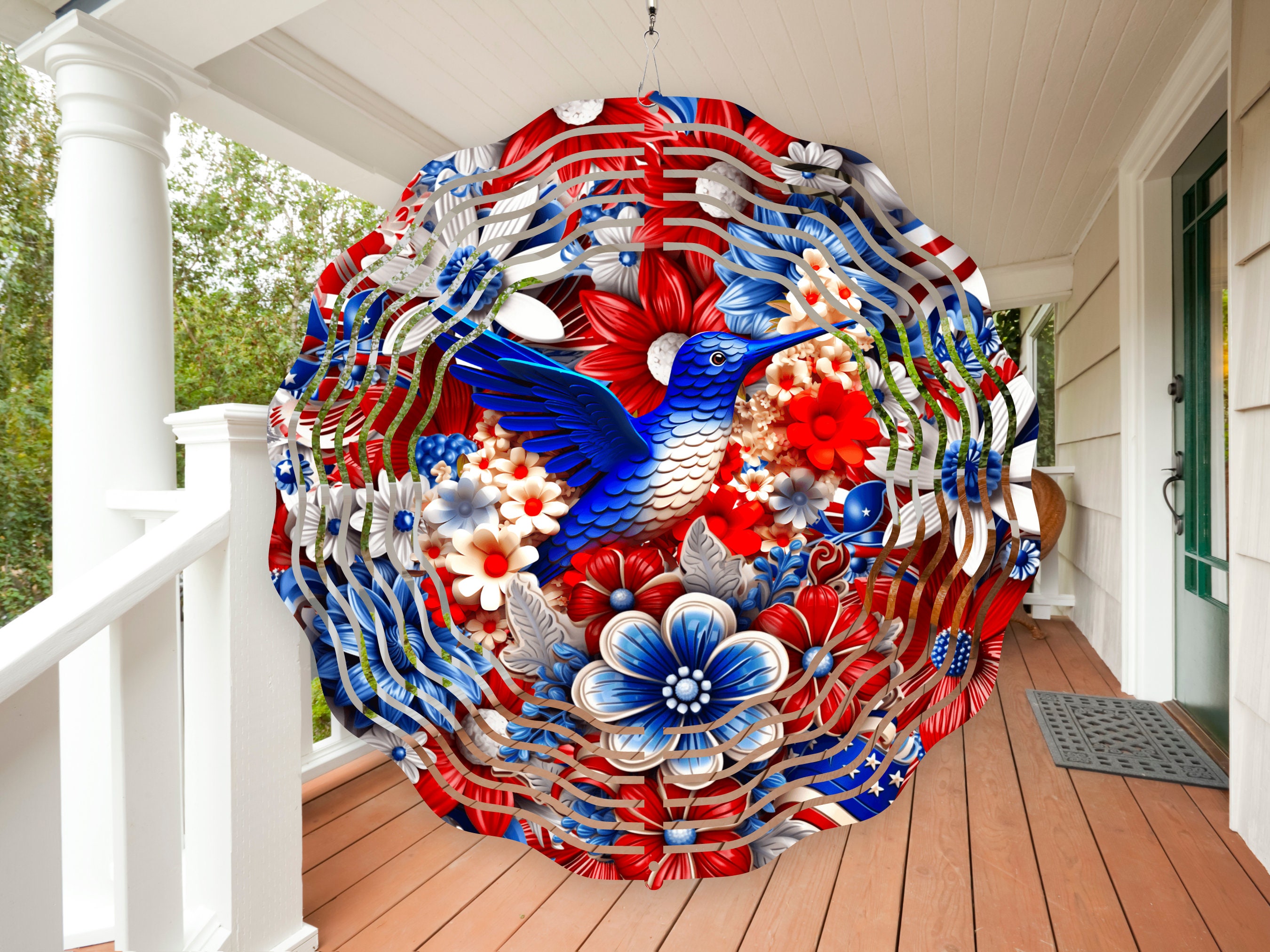 3D Patriotic Hummingbird Wind Spinner - Etsy