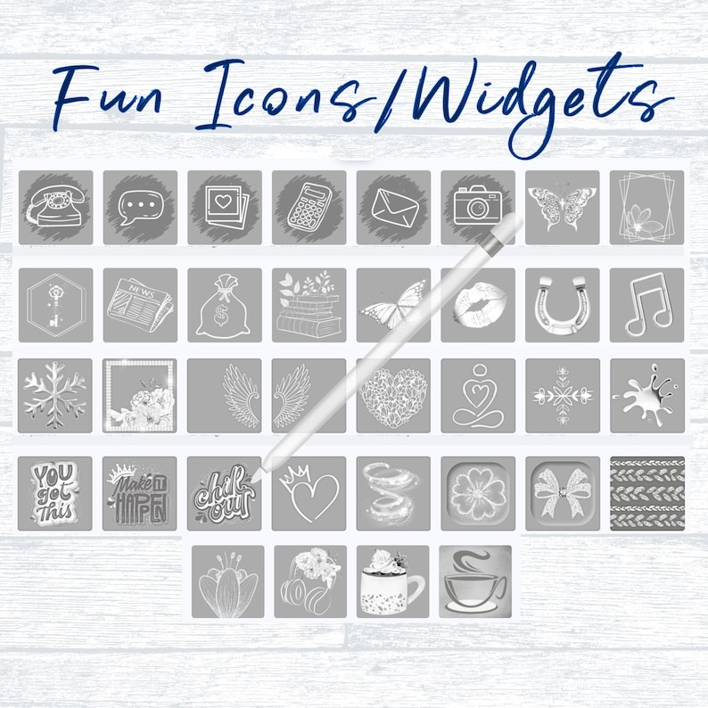 Grey Minimalist iPhone Homescreen Icons Set,winter Garden,ipad ...
