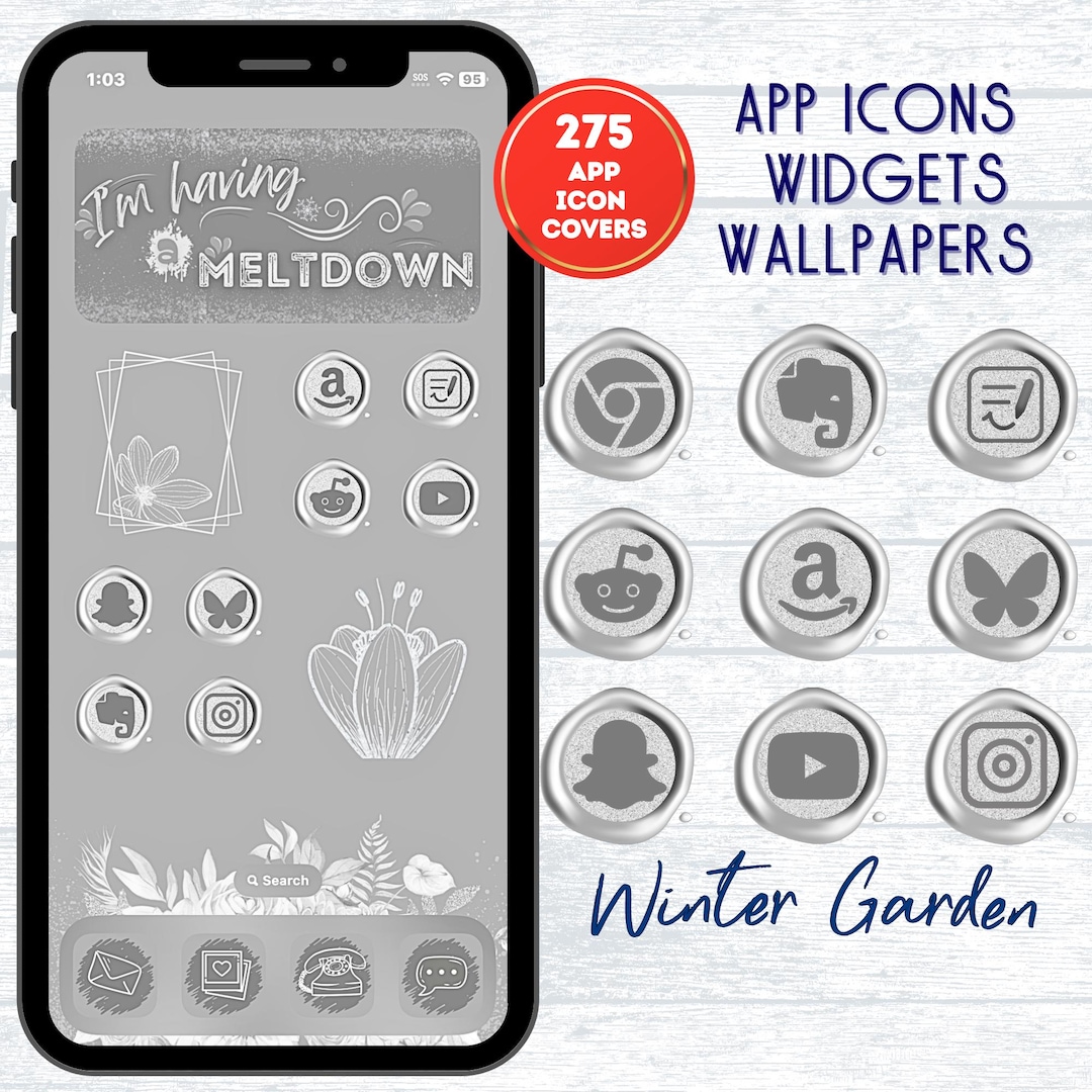 Grey Minimalist iPhone Homescreen Icons Set,winter Garden,ipad ...