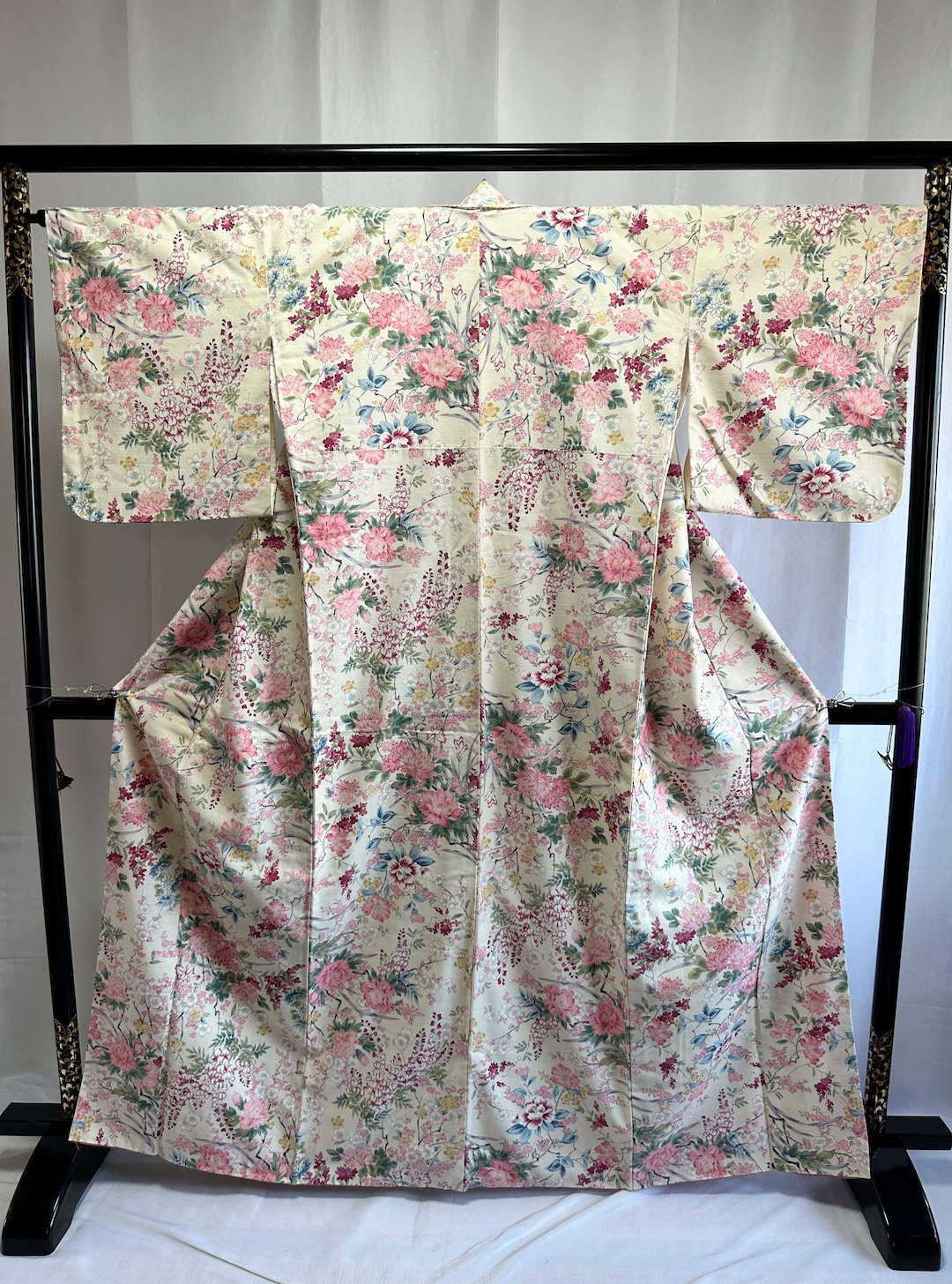Vintage Japanese Silk Kimono - Beautiful Pattern, Tsumugi - Etsy