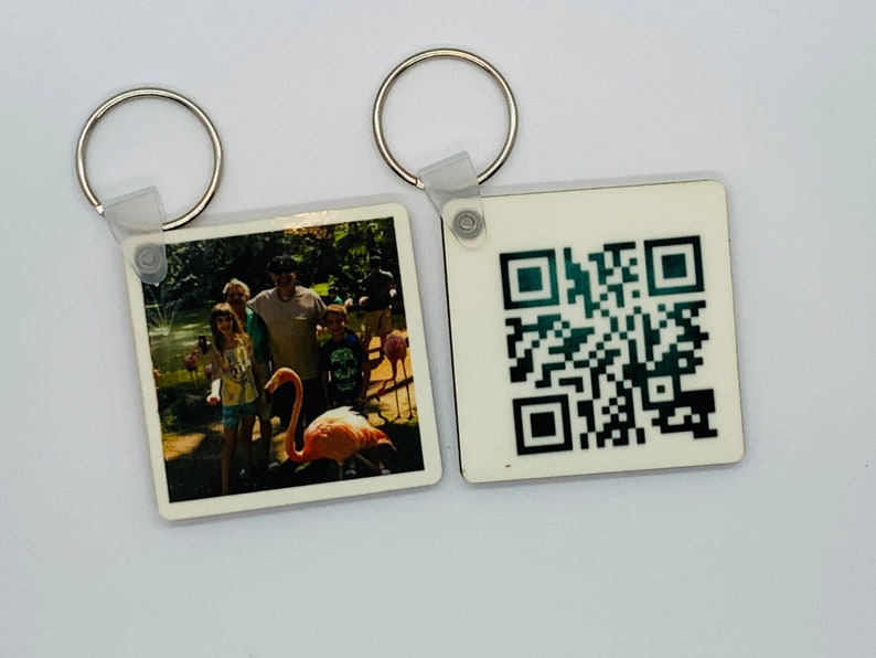 Voice Memo QR Code Picture Keychain Double Sided Keychain With | Etsy