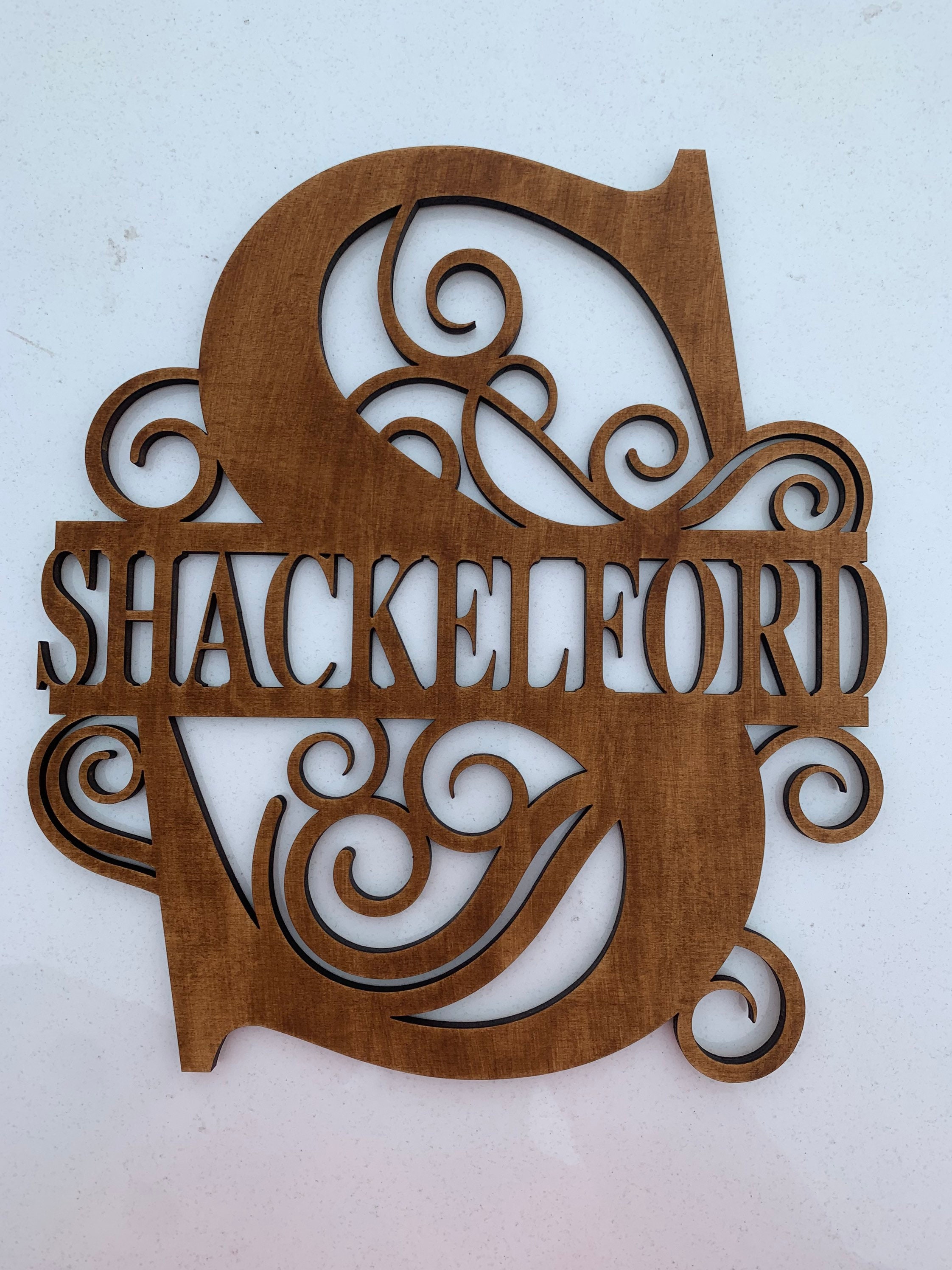 Split Letter Monogram Last Name Sign - Etsy