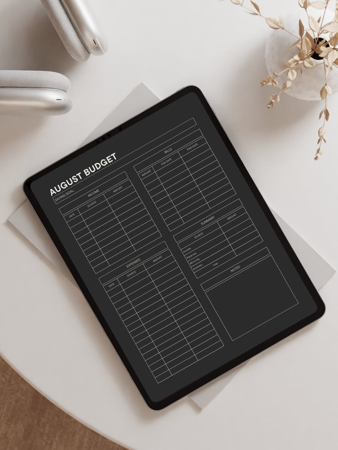 Dark Aesthetic Minimalist Budget Financial Planner, Money Planning - Etsy