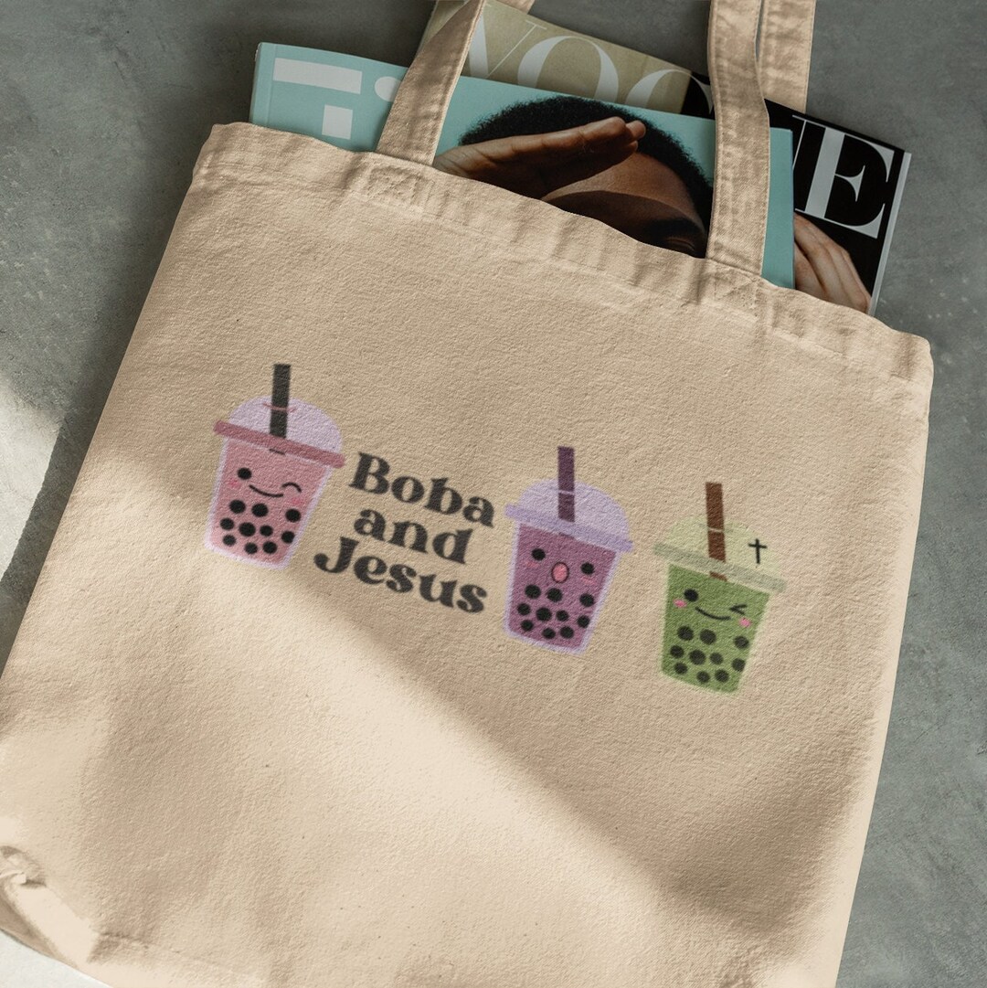 Boba and Jesus Eco Tote Bag , Boba Lover Gift , Jesus Love Tote ...