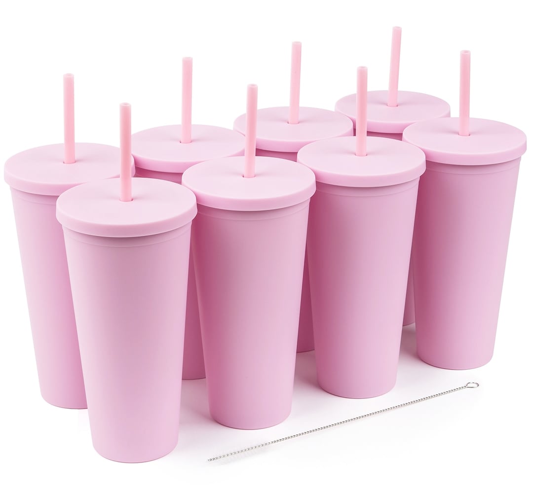 8 Blank Tumblers Venti 22oz Colored Pastel Acrylic Matte Plastic Cups ...