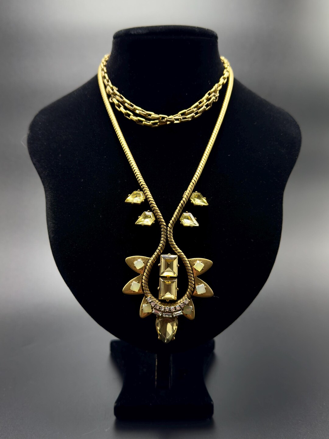 Stella & Dot Soleil Pendant Necklace Snake Gold Tone Adj. Semi Precious ...